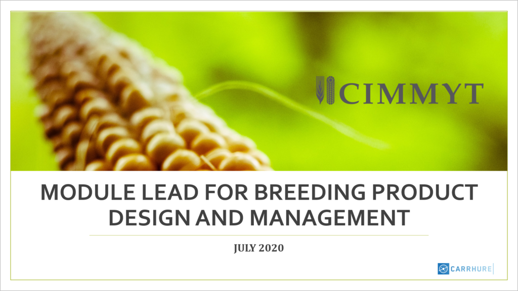 Module Lead for Breeding Product Design and Management - CARRHURE